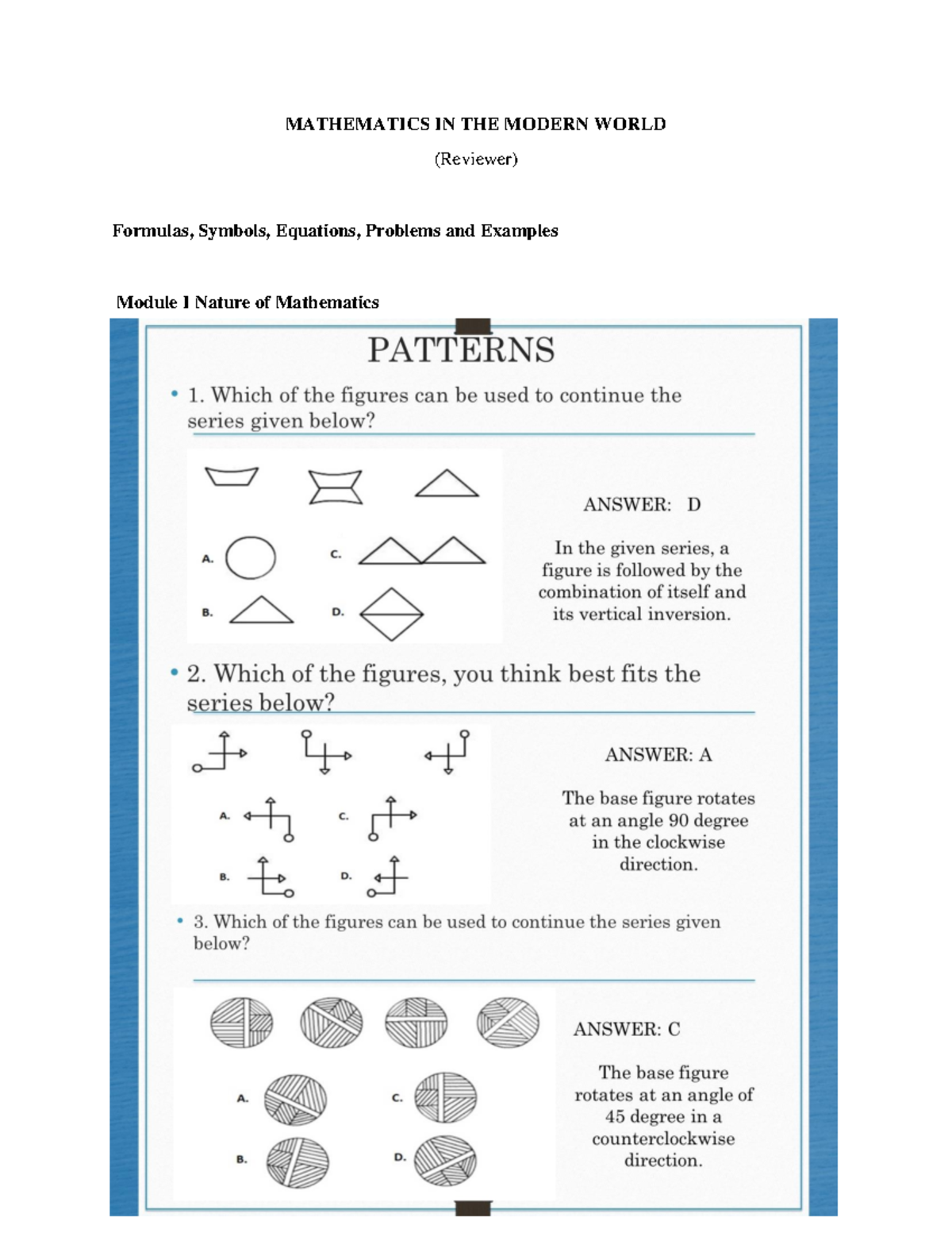 Mathematics In Modern World Midterm Reviewer PART 2 MATHEMATICS IN