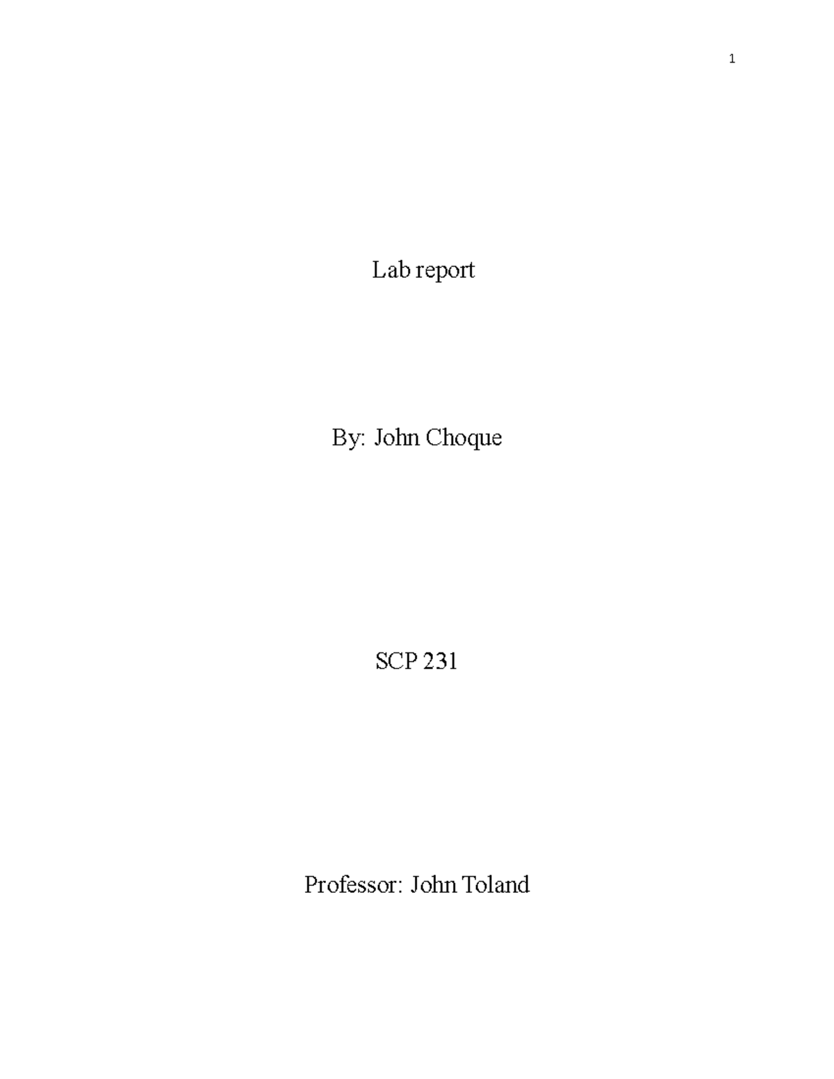 Scp extra - nice - 1 Lab report By: John Choque SCP 231 Professor: John ...