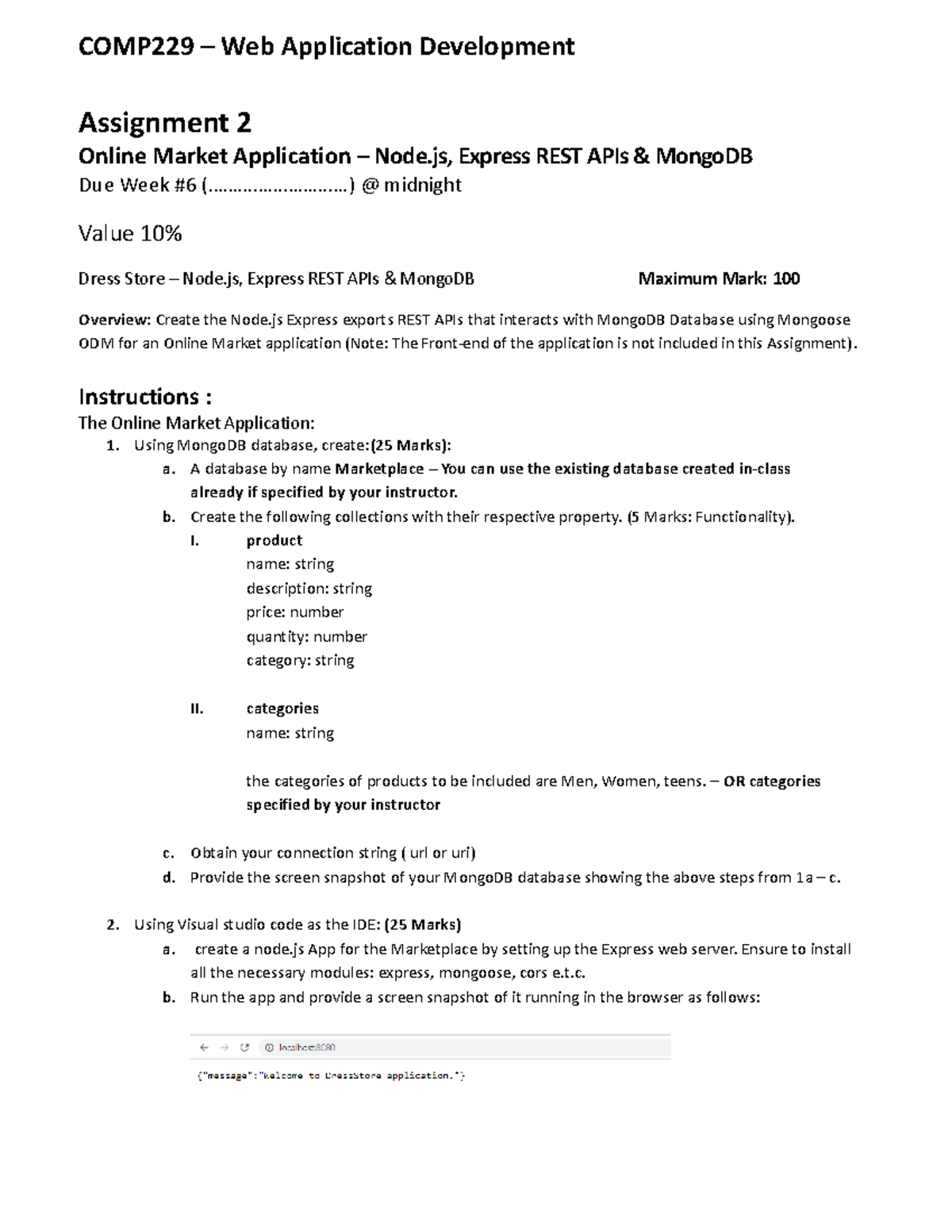 Assignment 2- Backend N - COMP229 – Web Application Development Assignment 2 Online Market - Studocu