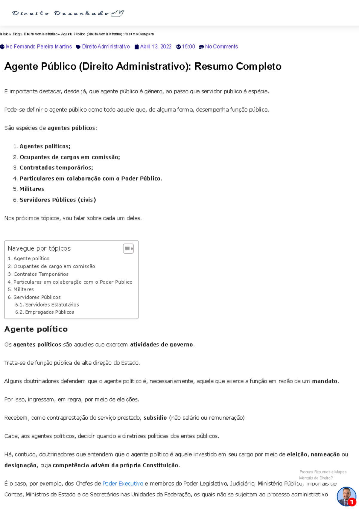 Agente Público (Direito Administrativo) Resumo Completo - Pode-se ...