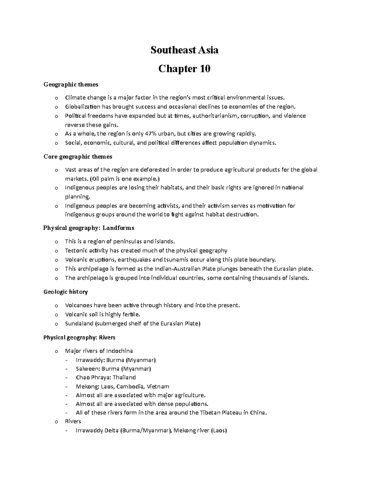 Chapter 10 - Geography: Southeast Asia - INST 1060 - Studocu