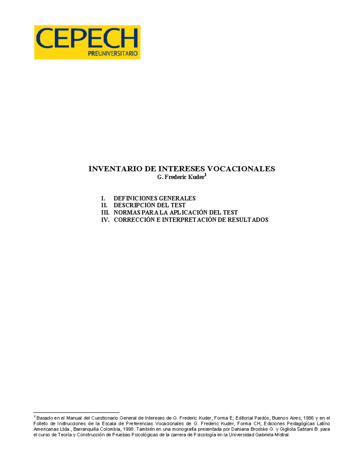 Silo - Inventario de Intereses vocacionales - INVENTARIO DE INTERESES ...