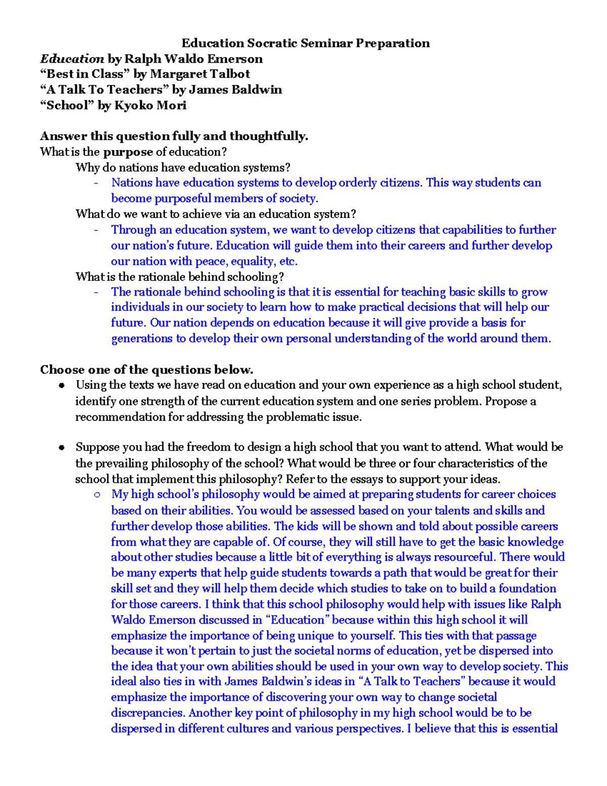 Copy of Education Socratic Seminar Preparation - Education Socratic ...