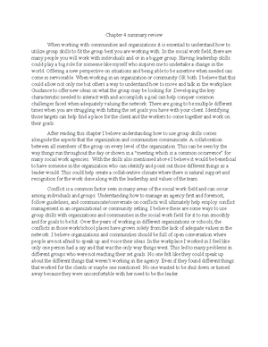 SCW 3 - Textbook summary - September 15, 2022 Social Work with ...