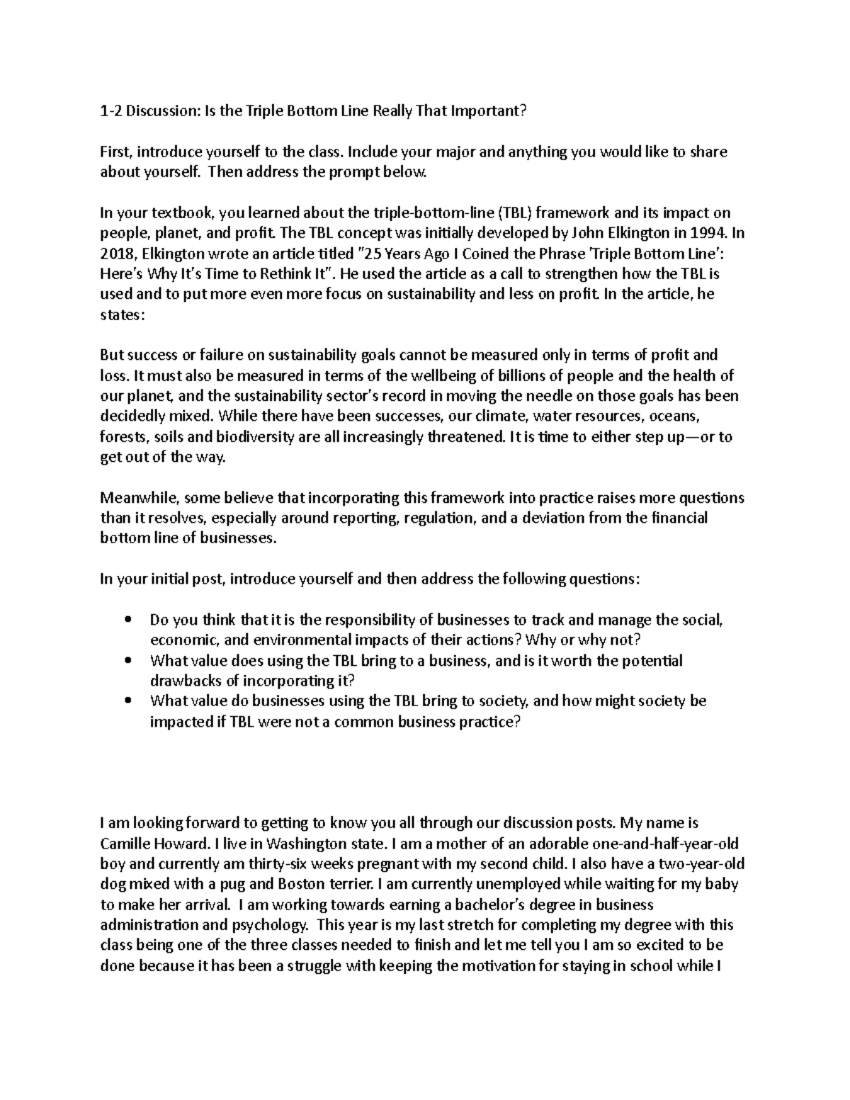 1-2 Discussion Grade A - Do you think that it is the responsibility of ...