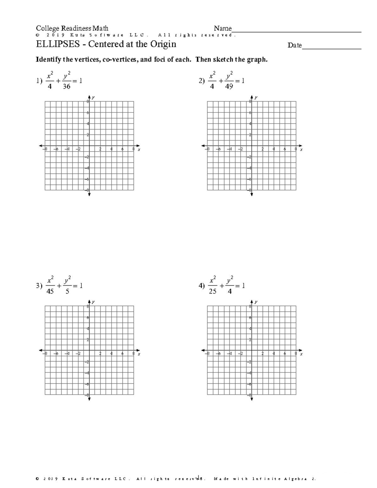 Conic sections ellipses centered at the origin practice - ©_ v 2 m 0 j ...