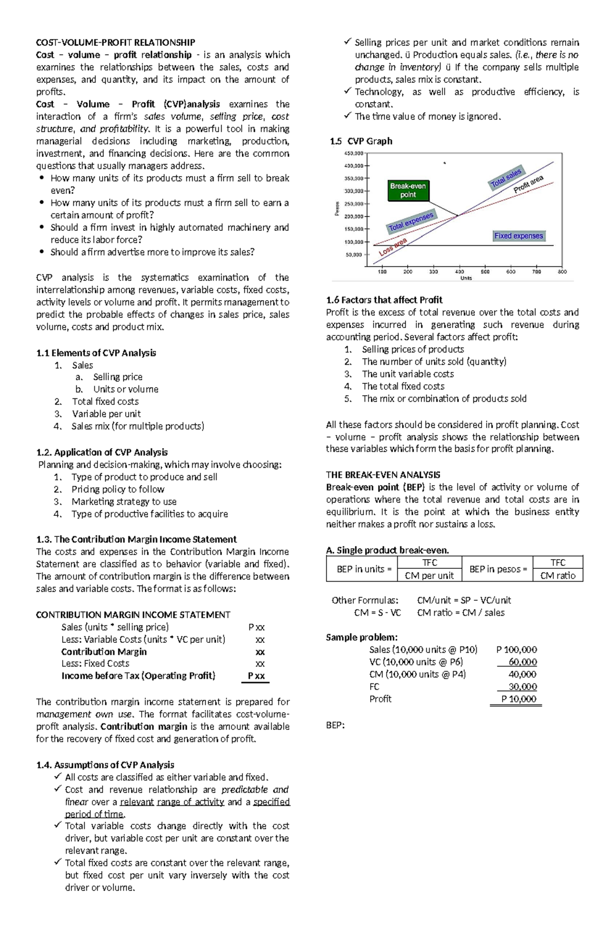 7-8 CVP Analysis and Profit Planning - COST-VOLUME-PROFIT RELATIONSHIP ...