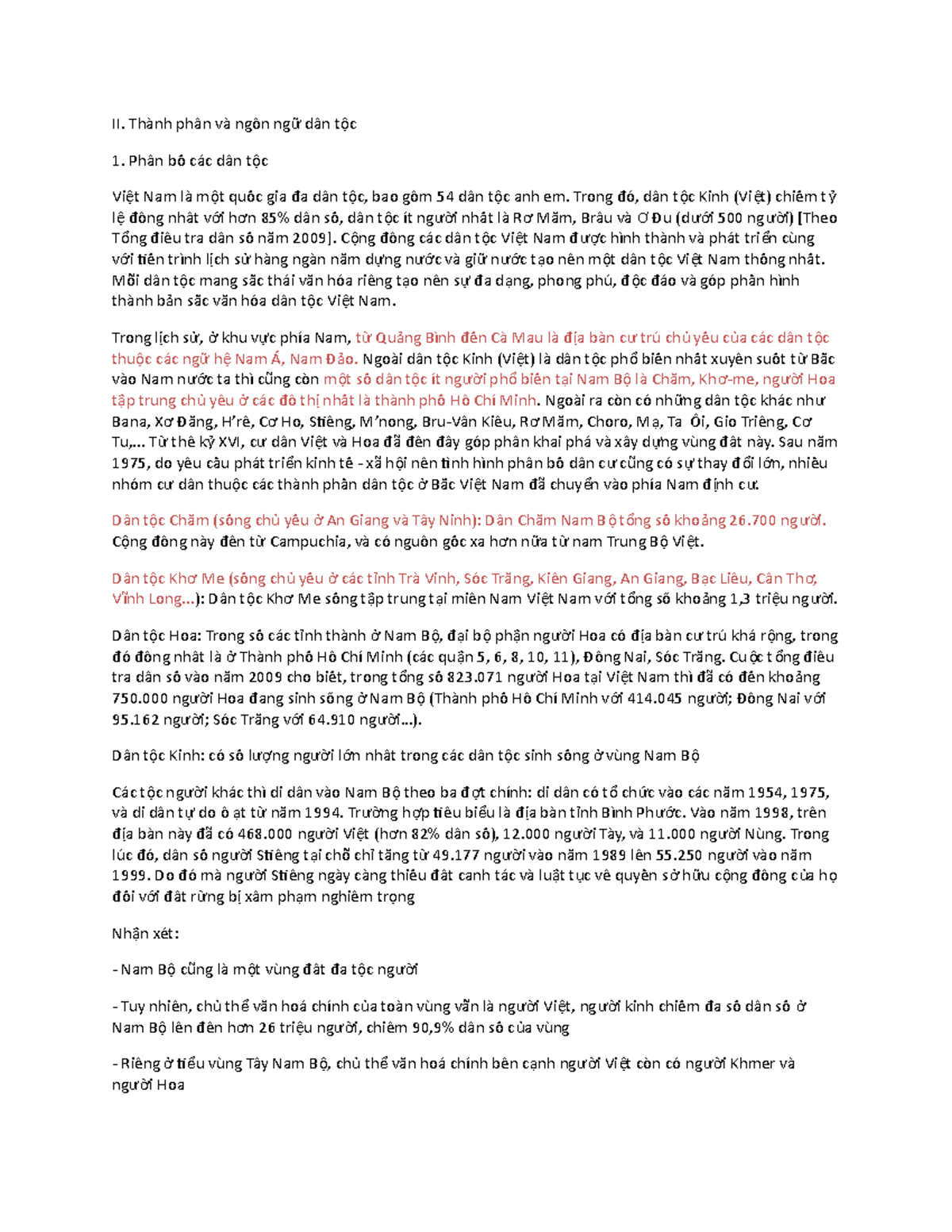 Thành phần dân tộc - II. Thành phầần và ngôn ng dần t cữộ Phần bôố các dần t cộ Vi t Nam là m t ...