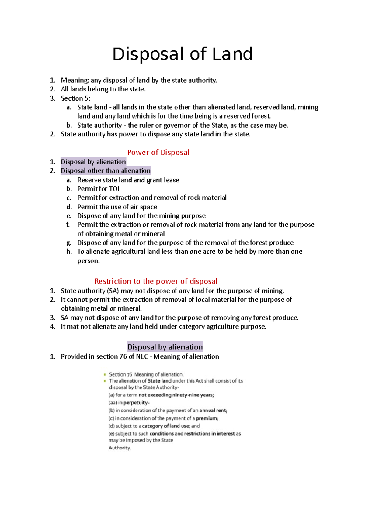 Land Law I Notes Disposal Of Land Meaning Any Disposal Of Land By