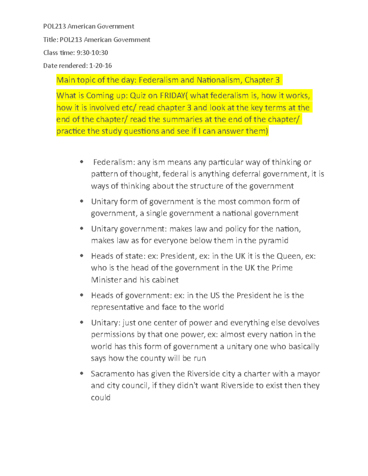 POL213 1:20:16 - POL213 American Government Title: POL213 American ...