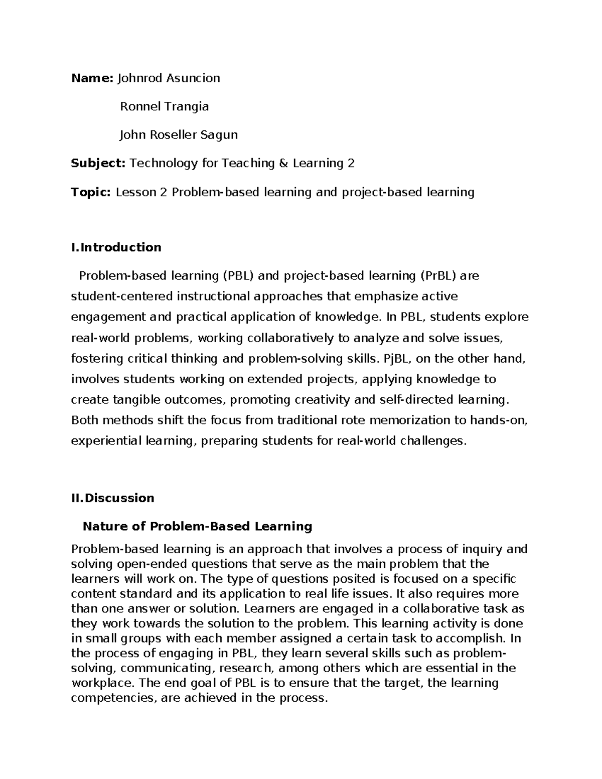 Lesson 2 Problem-based learning and project-based learning - In PBL ...