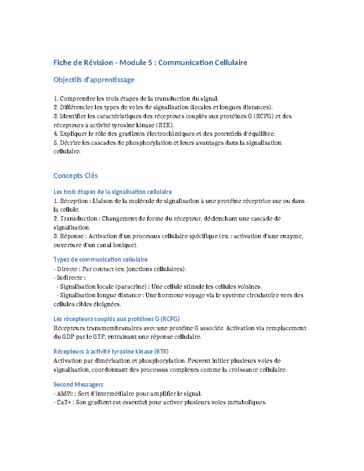 Fiche Révision Module 5 - Fiche de Révision - Module 5 : Communication ...