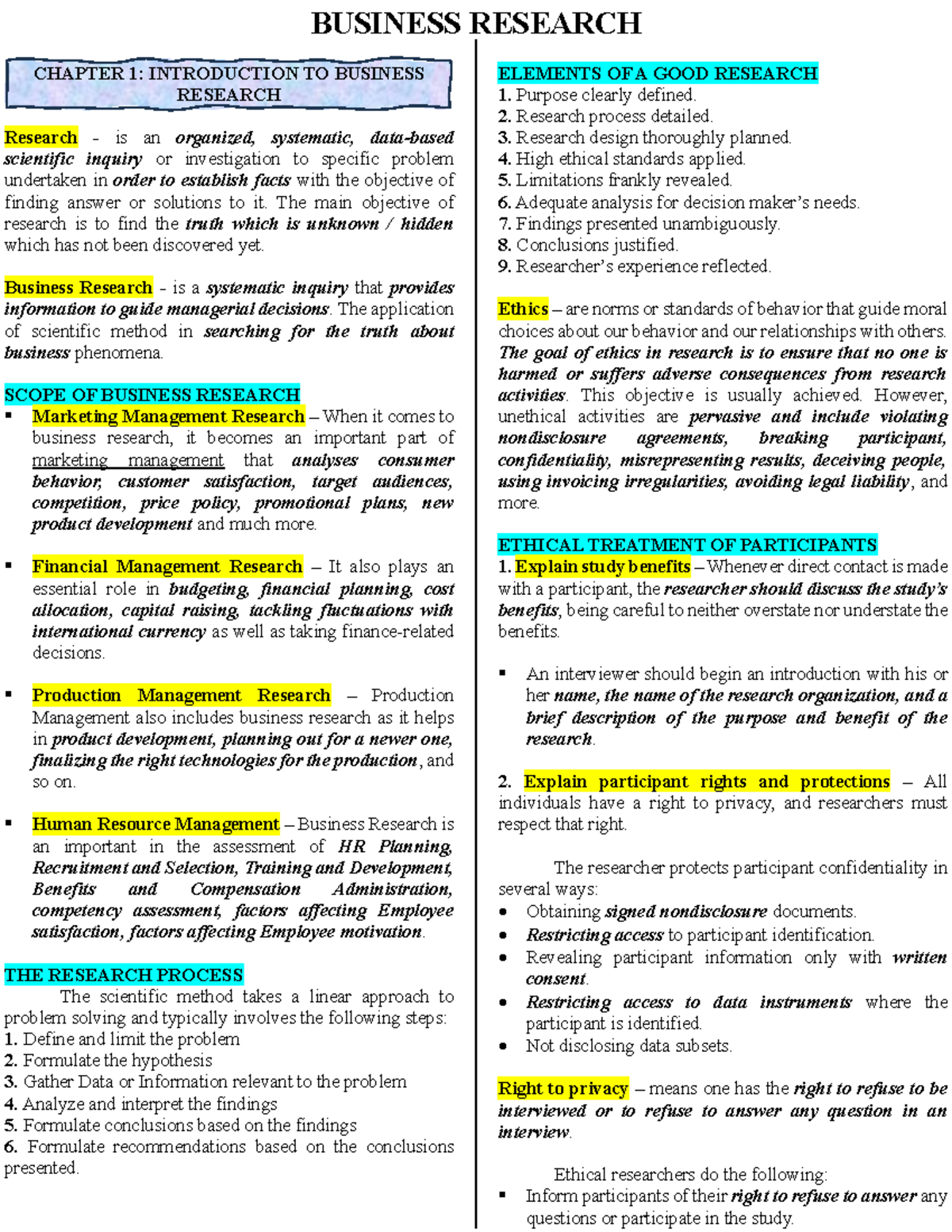 Reviewer - ,amdkwqd - BUSINESS RESEARCH CHAPTER 1: INTRODUCTION TO ...