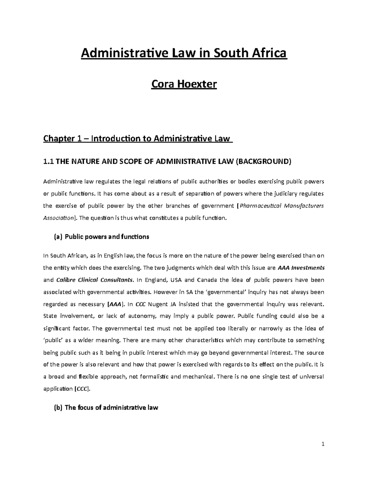 Administrative Law In South Africa Summary Administrative Law In