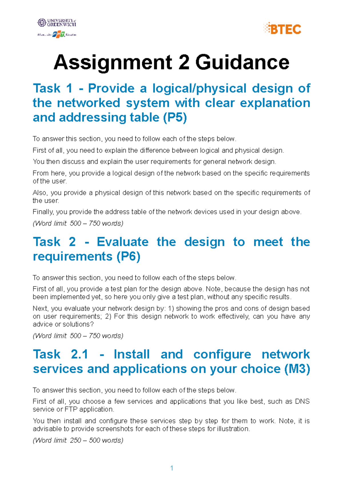 1 Unit 2 - Assignment 2 Guidance - Assignment 2 Guidance Task 1 ...