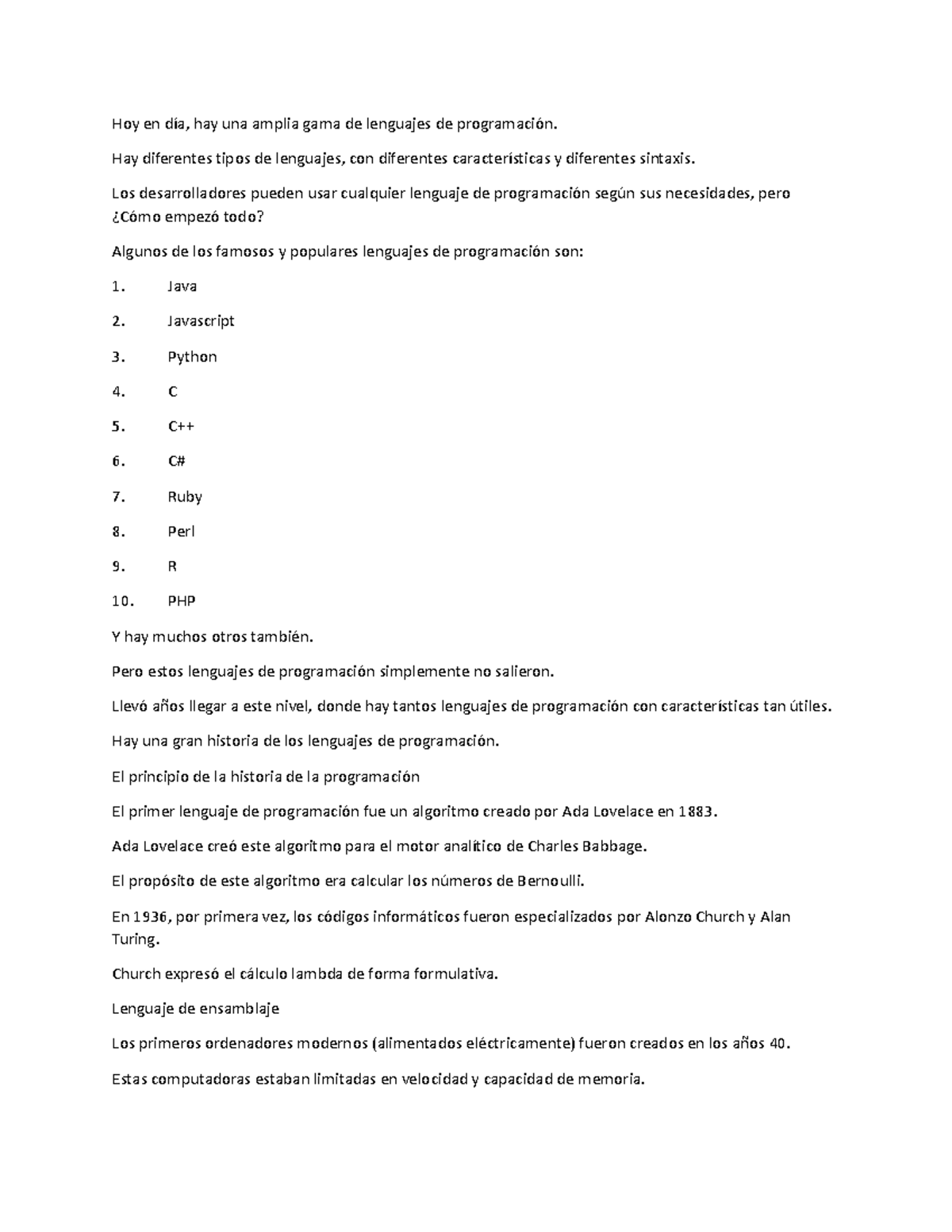 Historia de la programacion 2 - Hoy en día, hay una amplia gama de ...