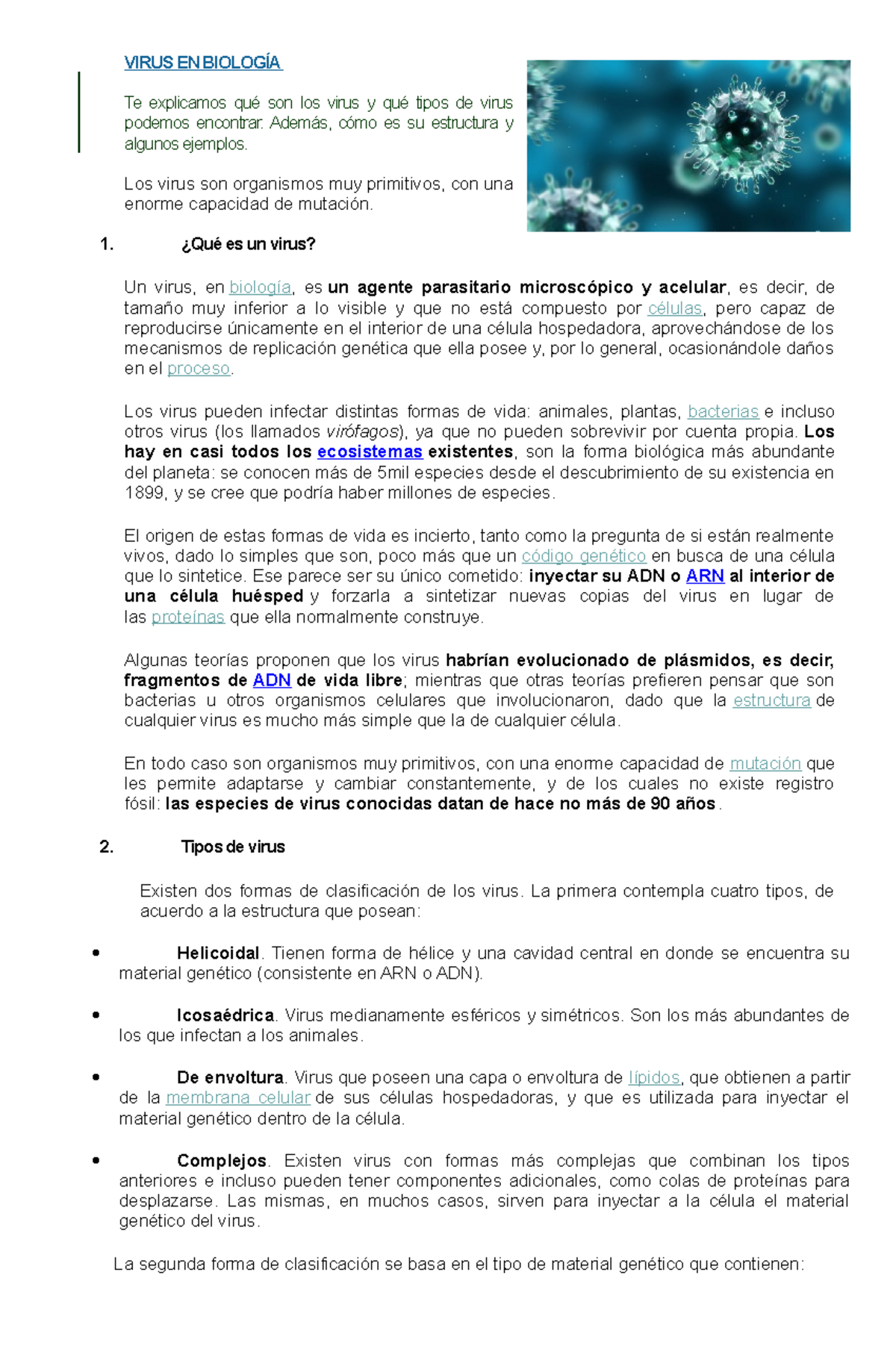 Qué es un virus, tipos de virus y estructura de un virus - VIRUS EN ...