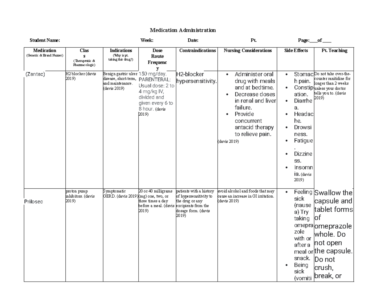 MAR Form word - Record Student Name: Week: Date: Pt. Initials: Page: of ...