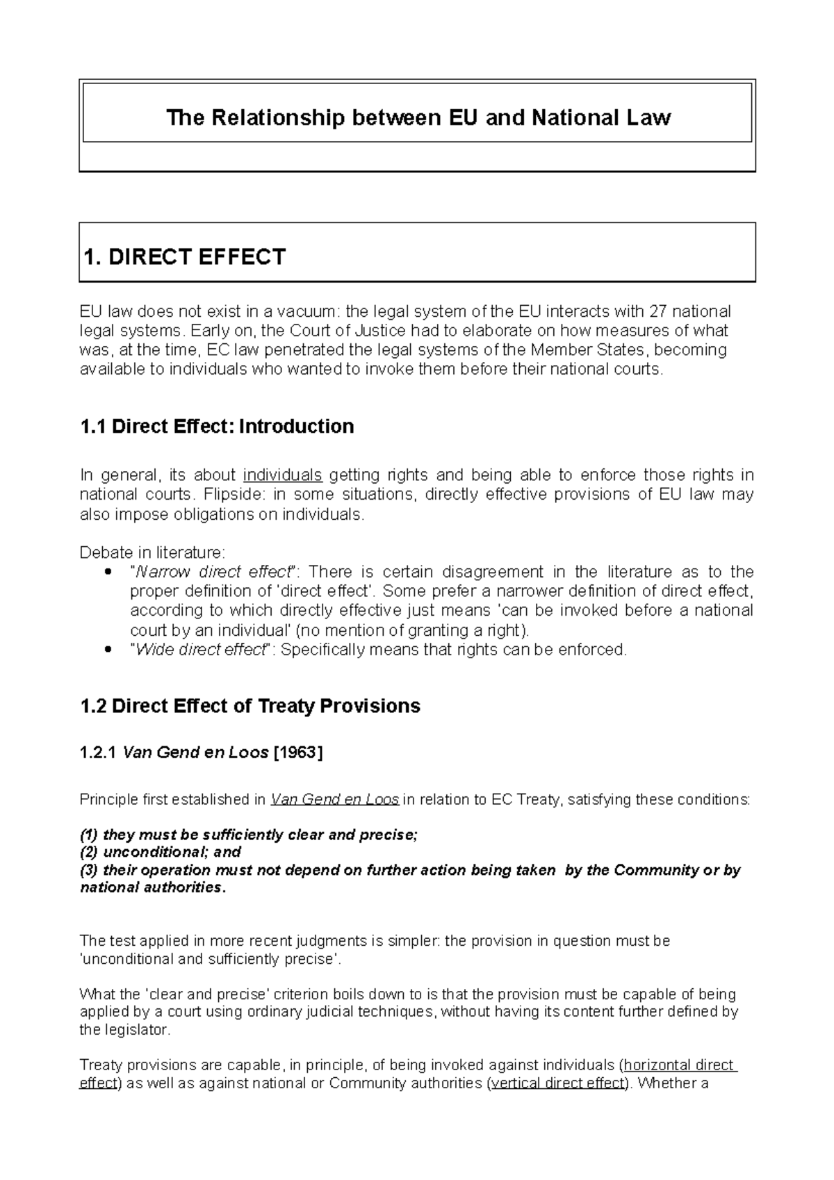 Direct Effect and Supremacy Revision - The Relationship between EU and ...