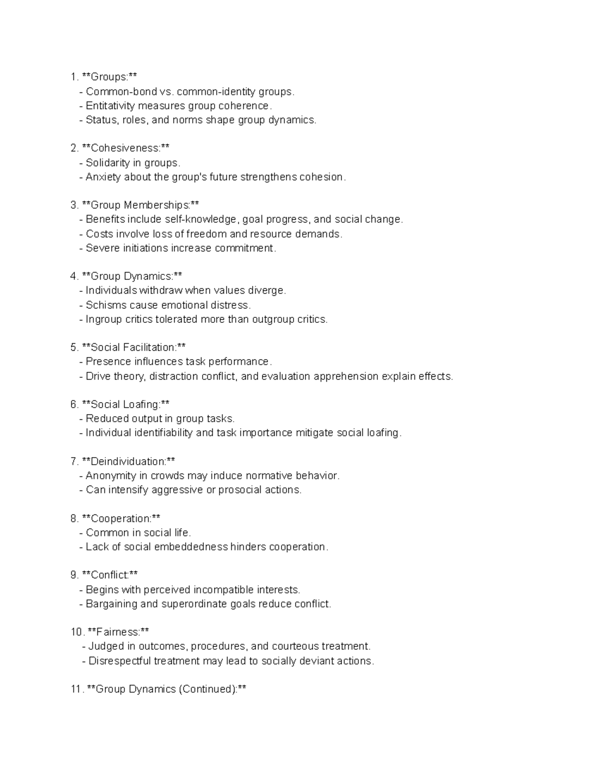PSY220 Ch11 - Summary Social Psychology - Groups: Common-bond vs ...