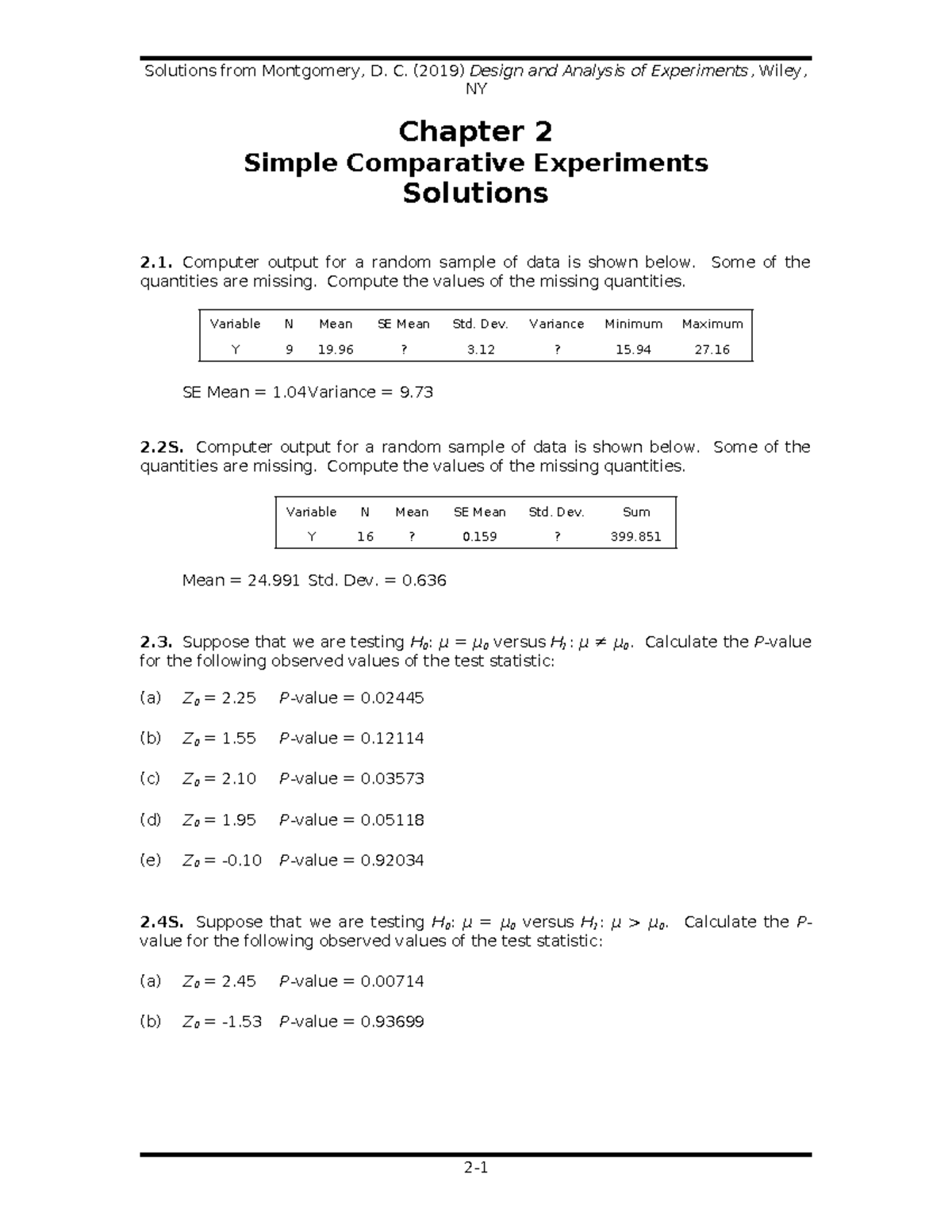 Ch02- Solutions - Business dynamics - NY Chapter 2 Simple Comparative ...