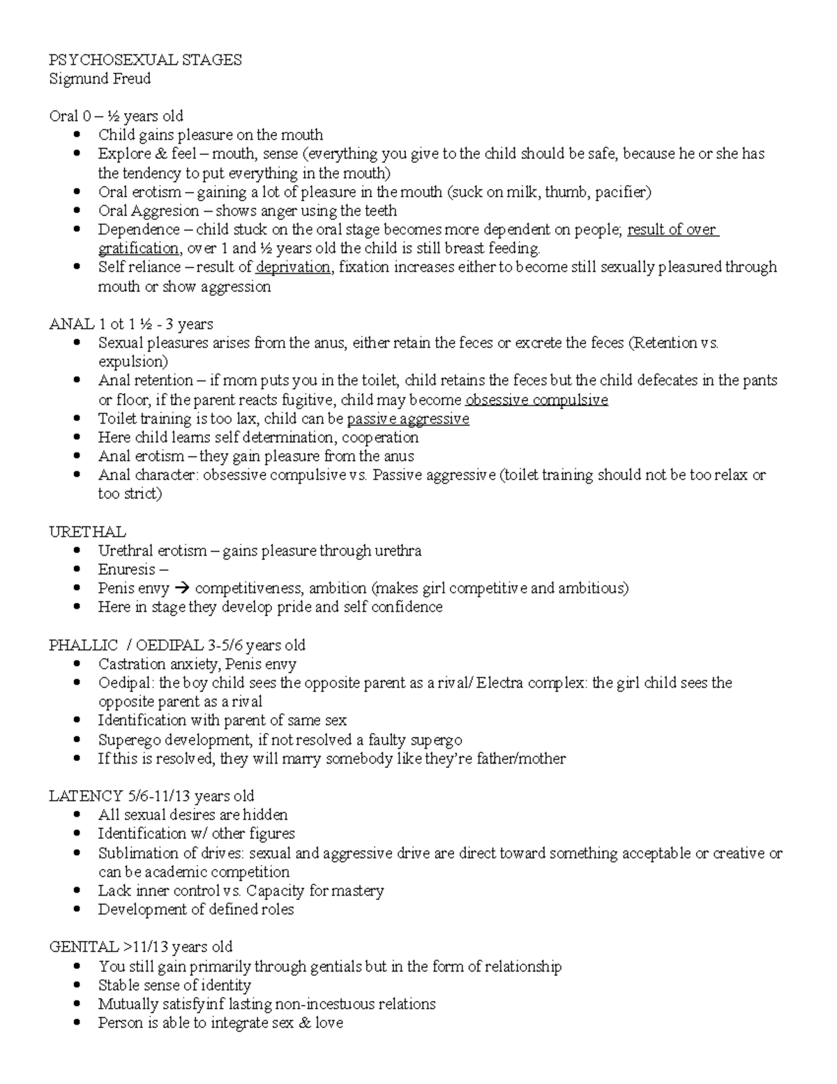 Psychosexual Stages - Psych Evals 1 - PSYCHOSEXUAL STAGES Sigmund Freud ...