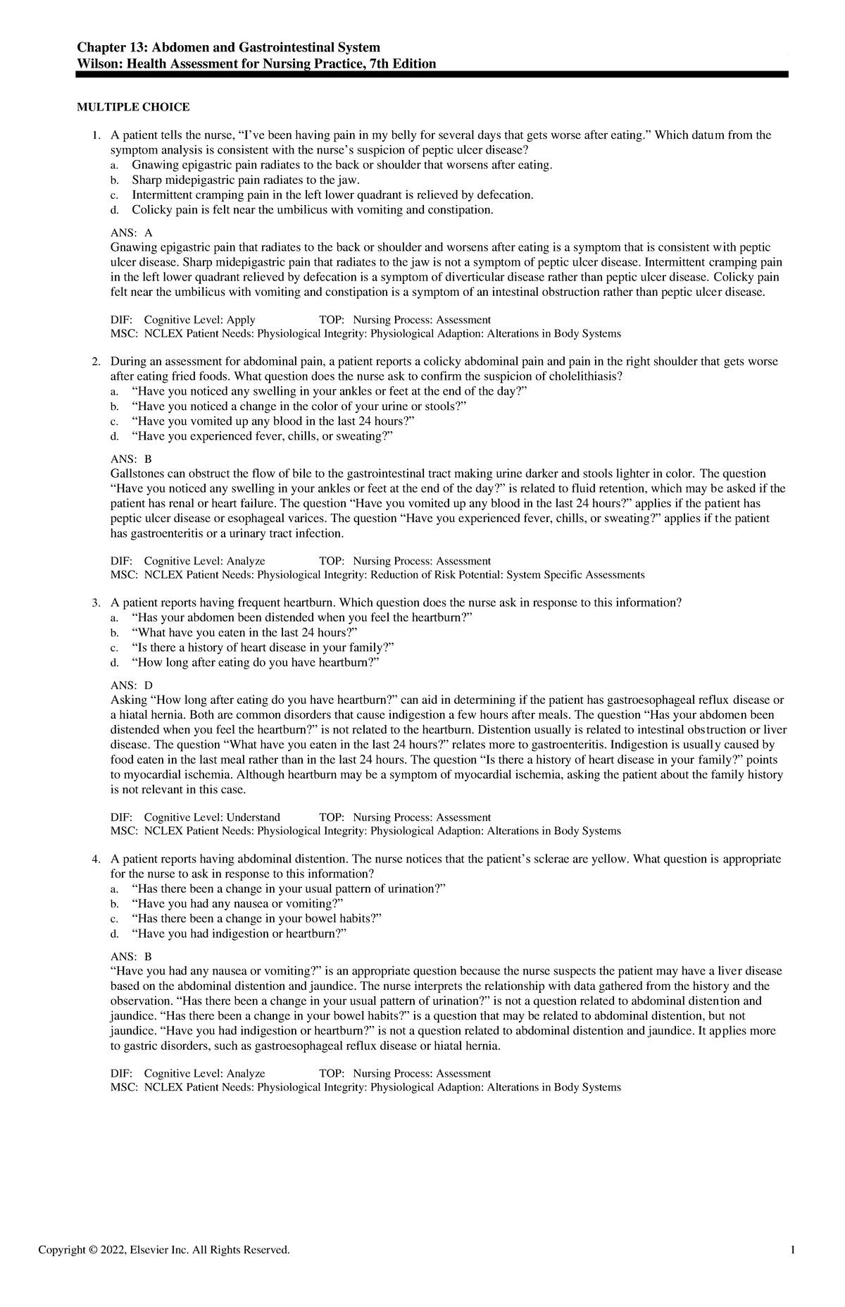 Exam View - Chapter 13 - exam 2 - Chapter 13: Abdomen and ...