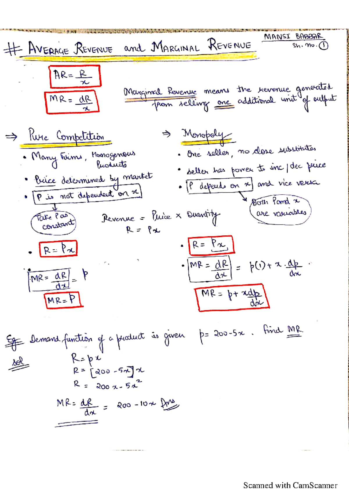 6.Average & Marginal Revenue - Bcom hons. - Scanned with CamScanner ...