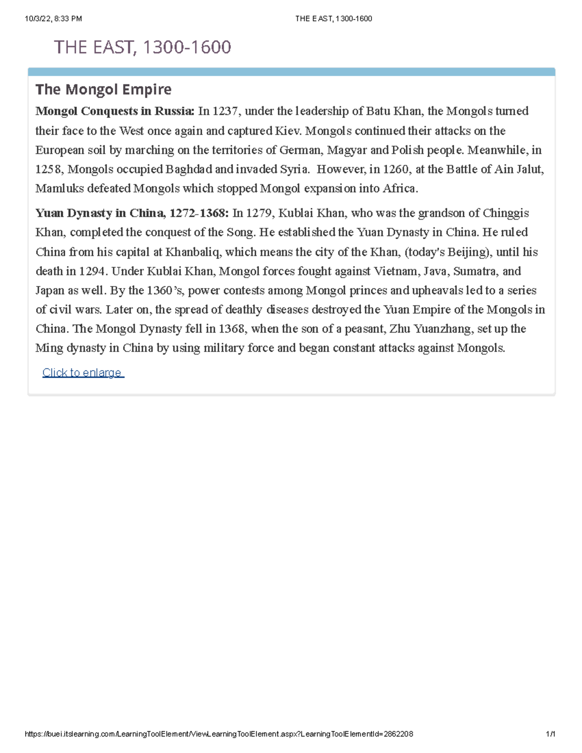 THE EAST, 1300-1600 - History of Civilization II - 10/3/22, 8:33 PM THE ...