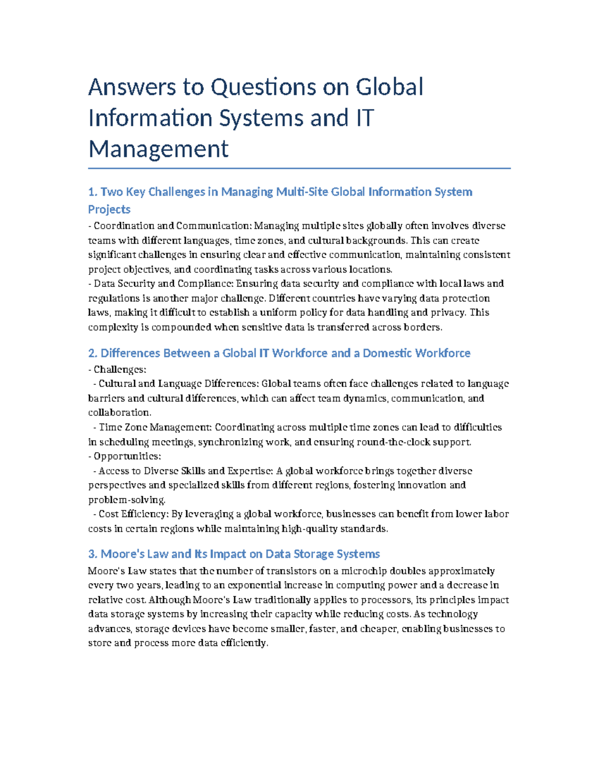 Global Information Systems Answers - Answers to Questions on Global ...