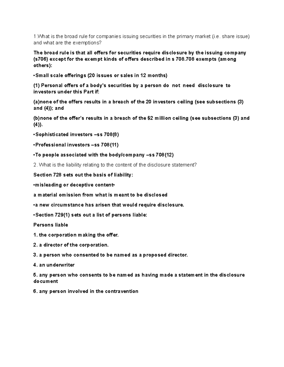 Topic 9 revision notes - 1 is the broad rule for companies issuing ...