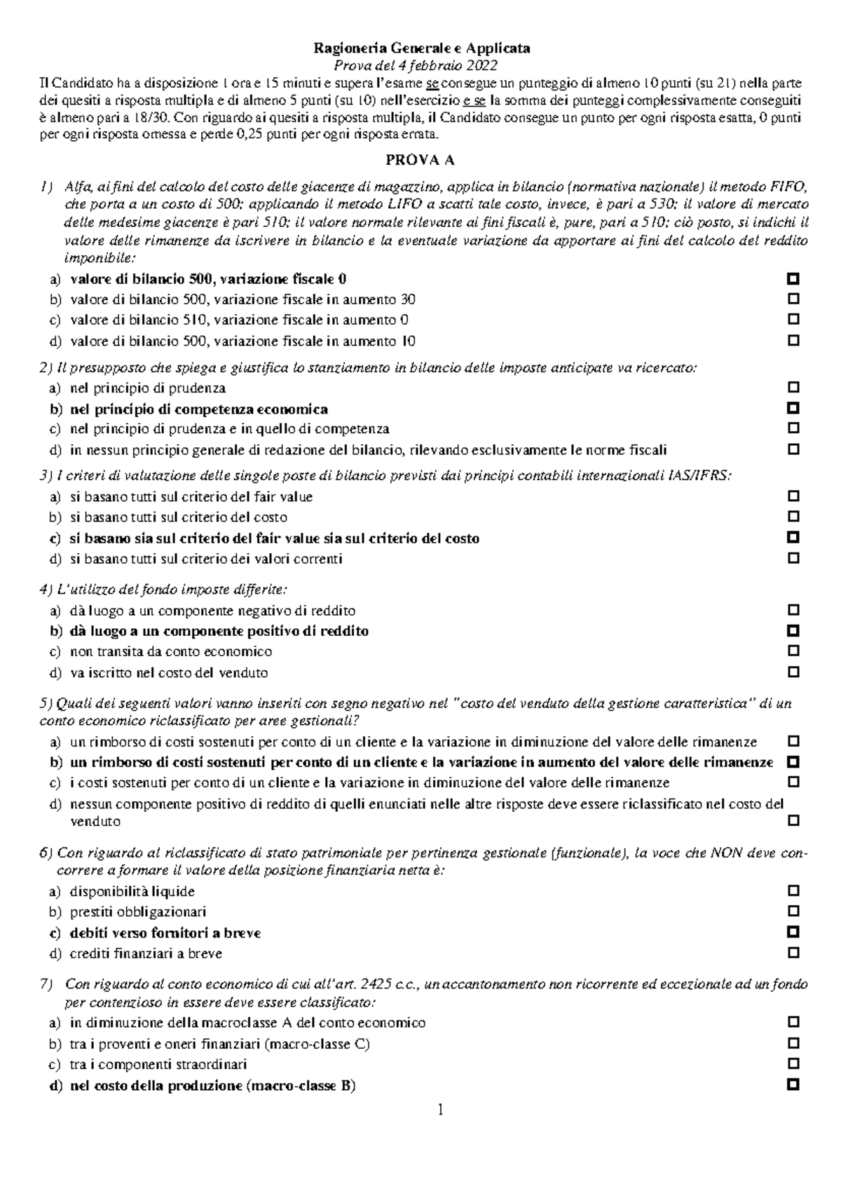 Esame Ragioneria 2022.02.04 con soluzione - Ragioneria Generale e ...