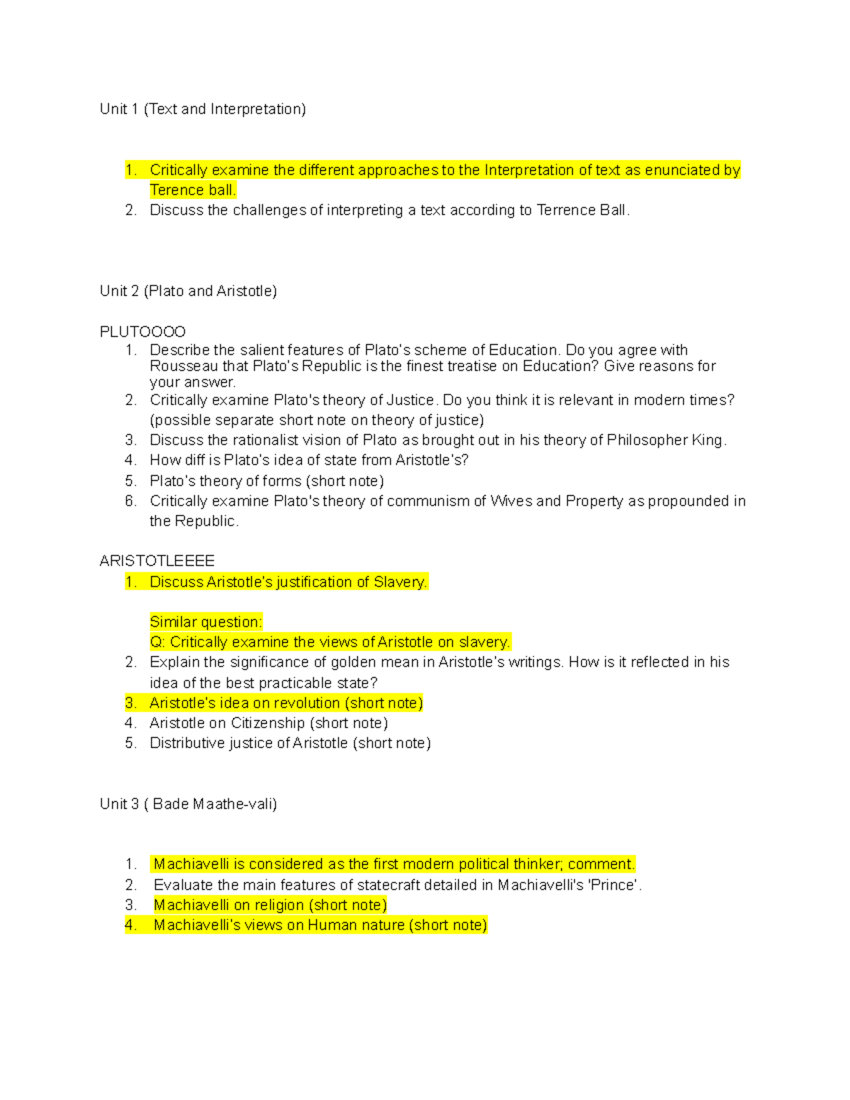 CPP PYQPs - classical political philosophy previous year questions ...