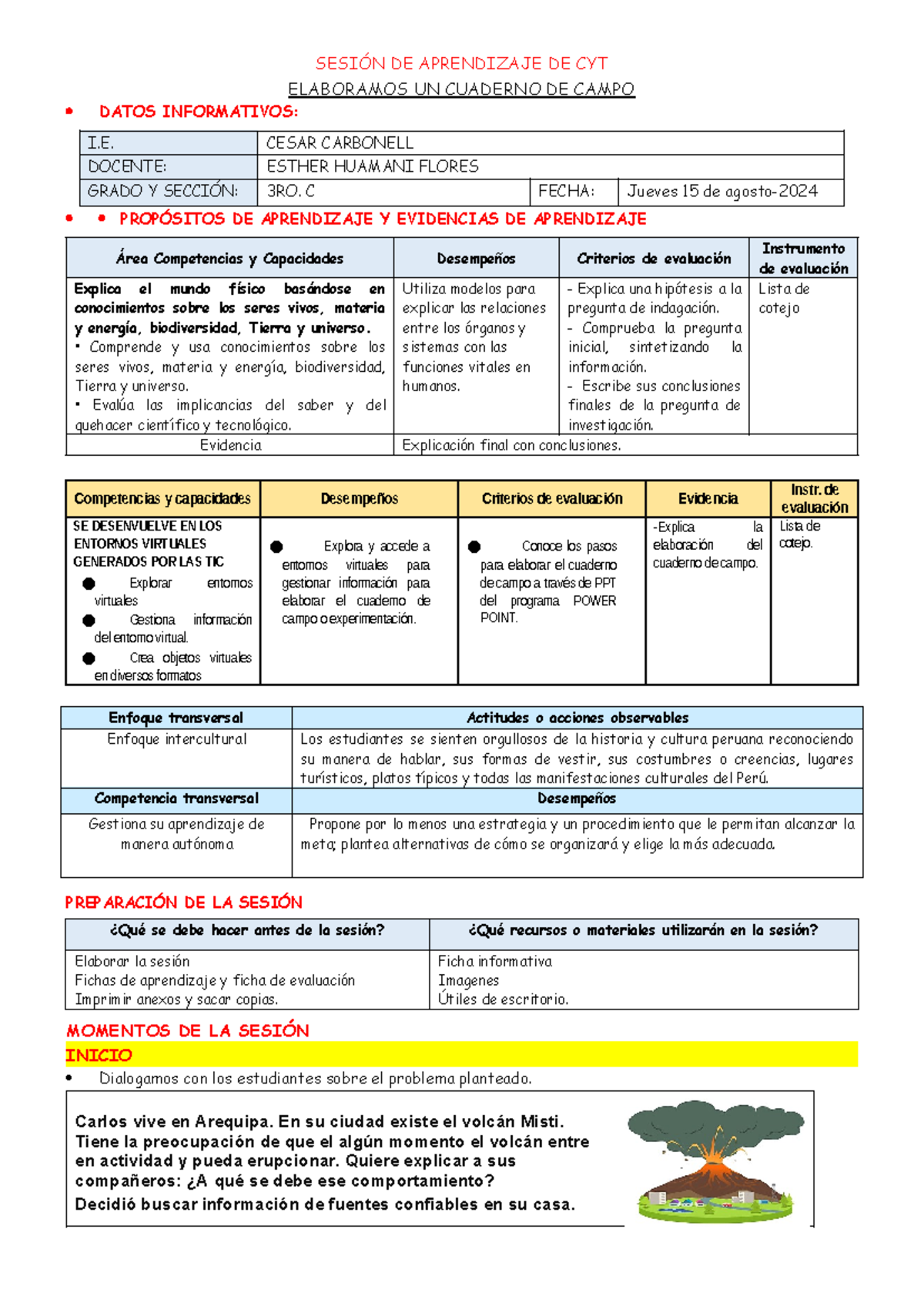 Cy T Elaboramos nuestro Cuaderno DE Campo - SESIÓN DE APRENDIZAJE DE CYT ELABORAMOS UN CUADERNO ...