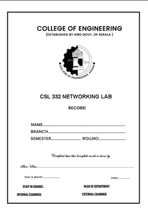 CN Lab Manual - LAB MANUAL for Computer Network CSE-310 F Computer Network Lab L T P 3 Class ...