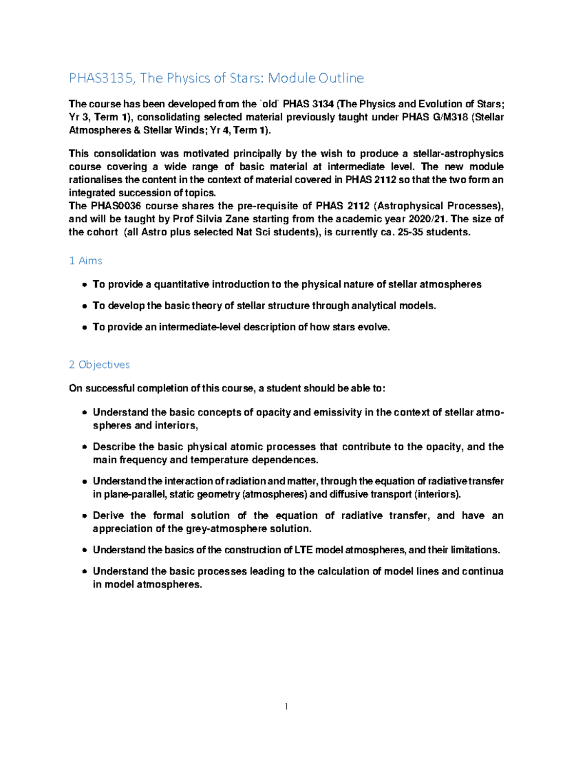 0036proposal heading 2020 - 1 PHAS3135, The Physics of Stars: Module ...