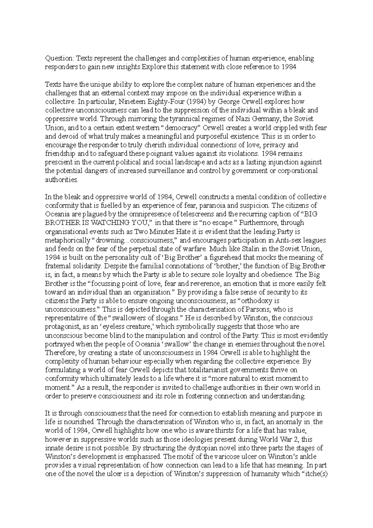 1984 Practice Essay Question Texts Represent The Challenges And