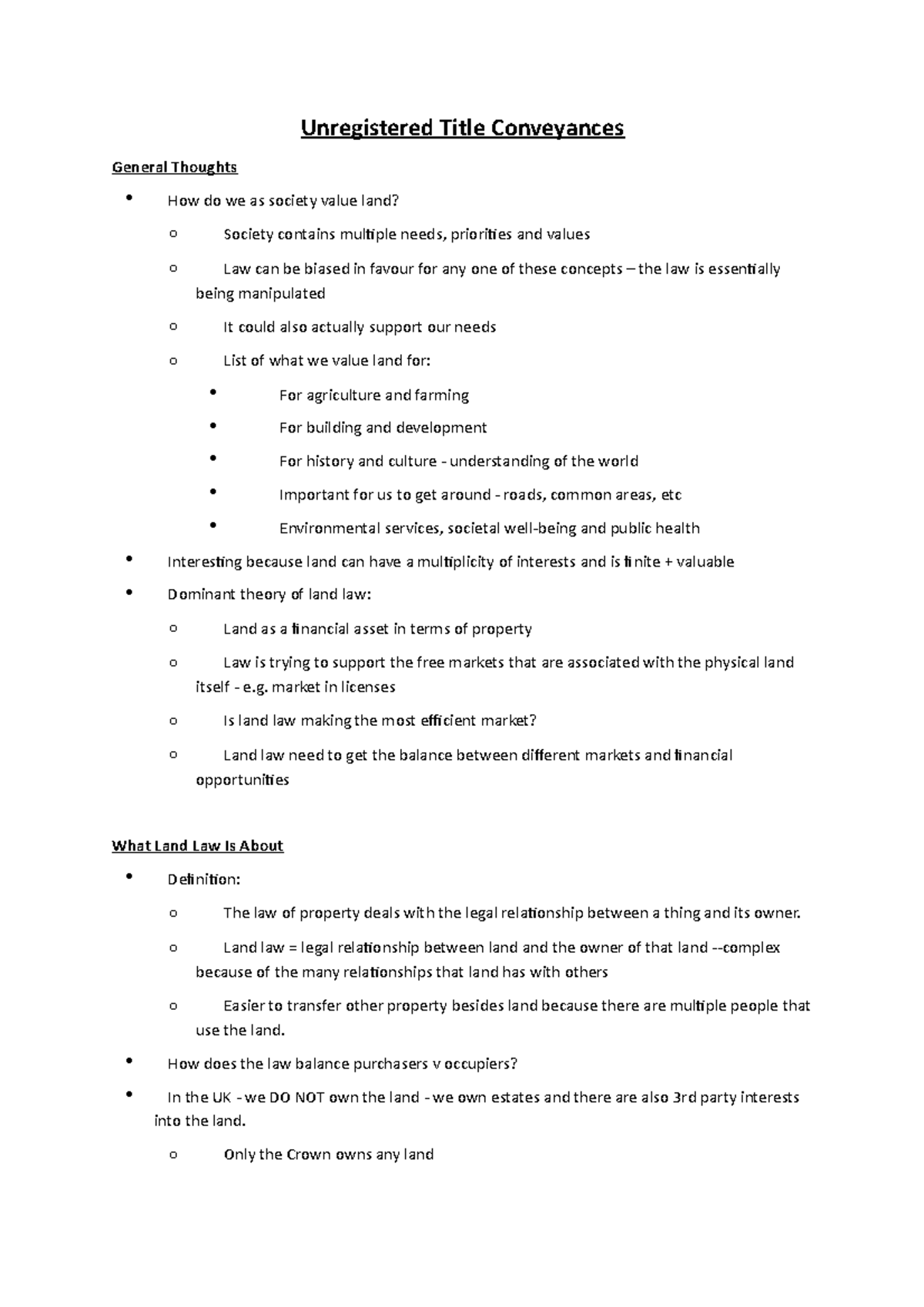 Notes - Unregistered Title Conveyances - Unregistered Title Conveyances ...