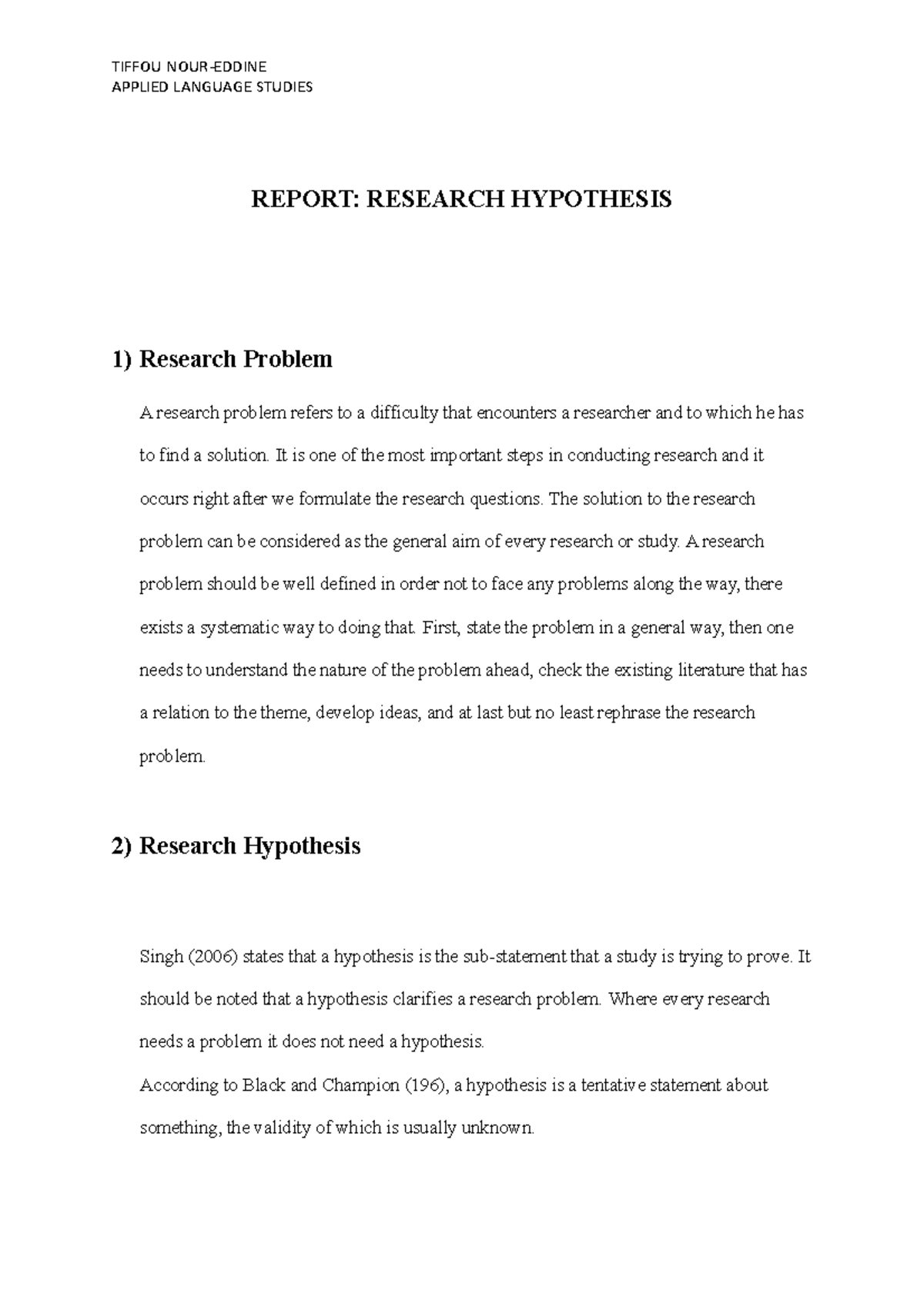 Research Hypothesis- Yachoulti - TIFFOU NOUR-EDDINE APPLIED LANGUAGE ...