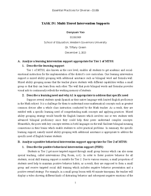 D166 TASK I - Observation - TASK I: Historical & Cultural Influences on ...