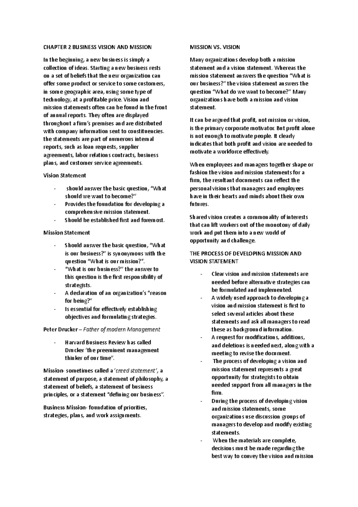 Chapter 2 - Strategic Management - CHAPTER 2 BUSINESS VISION AND ...