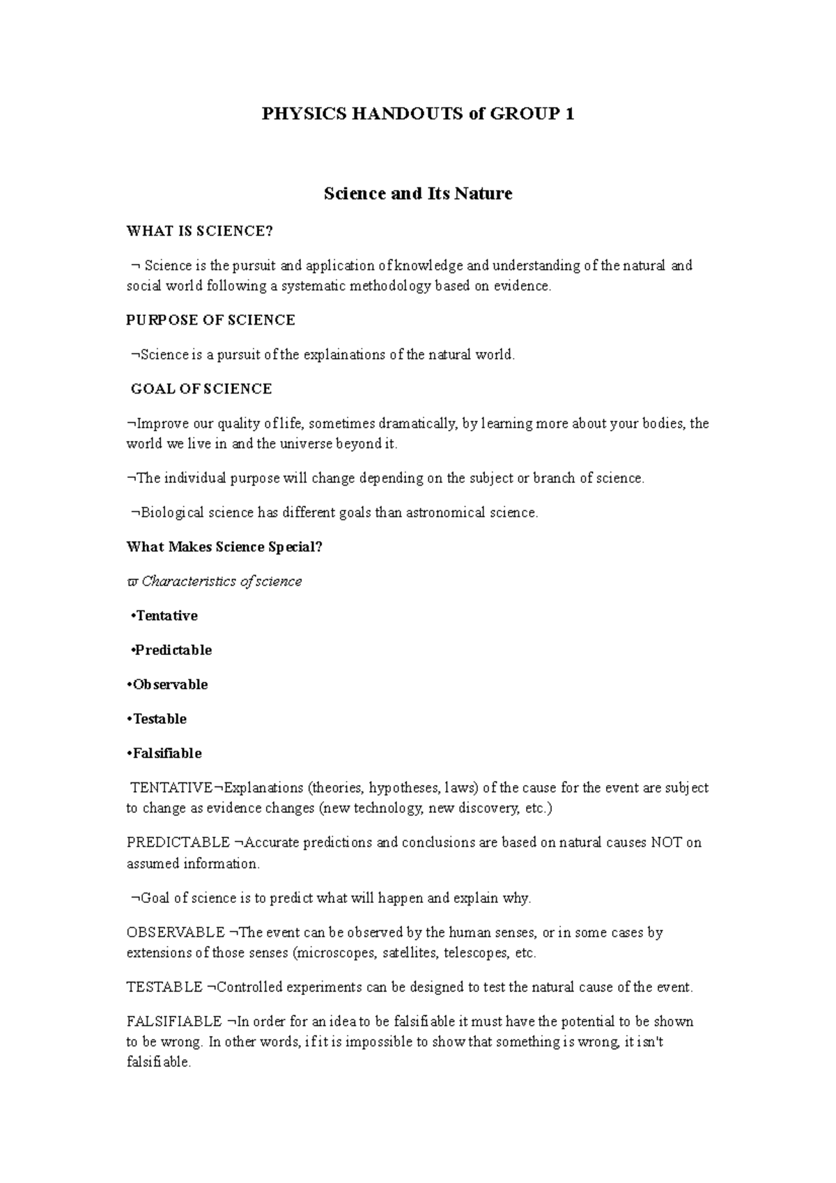 Physics Handsout OF Group 1 - PHYSICS HANDOUTS of GROUP 1 Science and ...