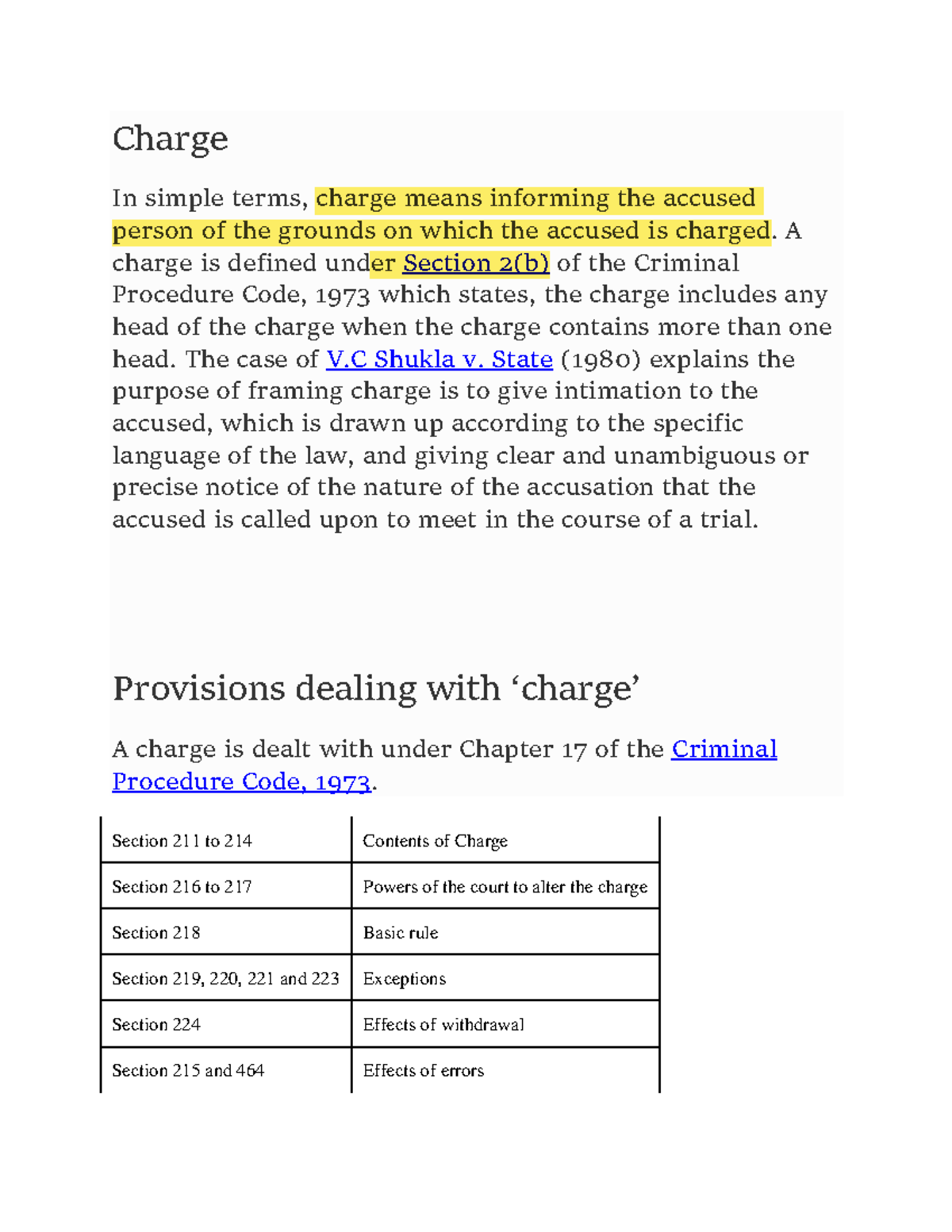 Charge - Charge In simple terms, charge means informing the accused ...