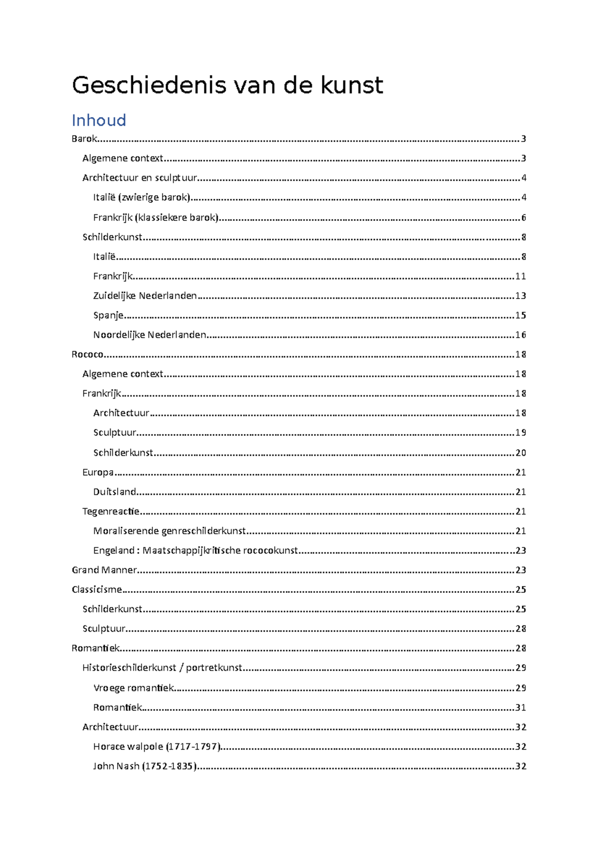 Geschiedenis van de kunst; barok-postimpressionisme - Geschiedenis van de kunst - Studocu