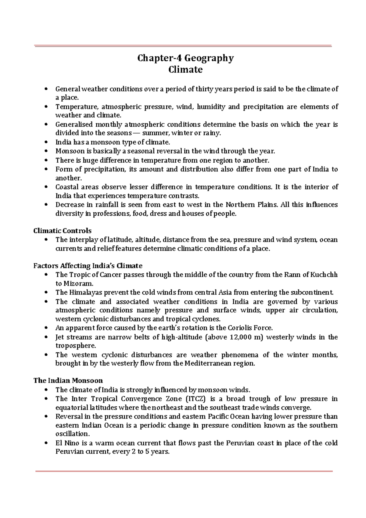 Climate notes.. - Chapter-4 Geography Climate General weather ...