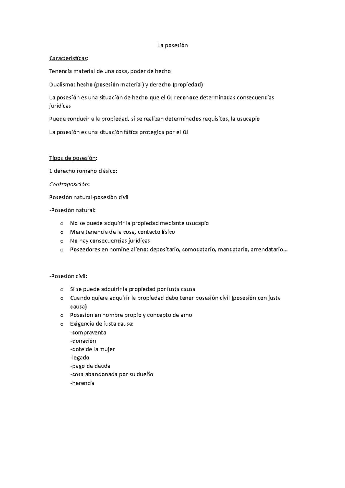 5º tema Rom - 5º tema de Derecho Romano - La posesión Características ...