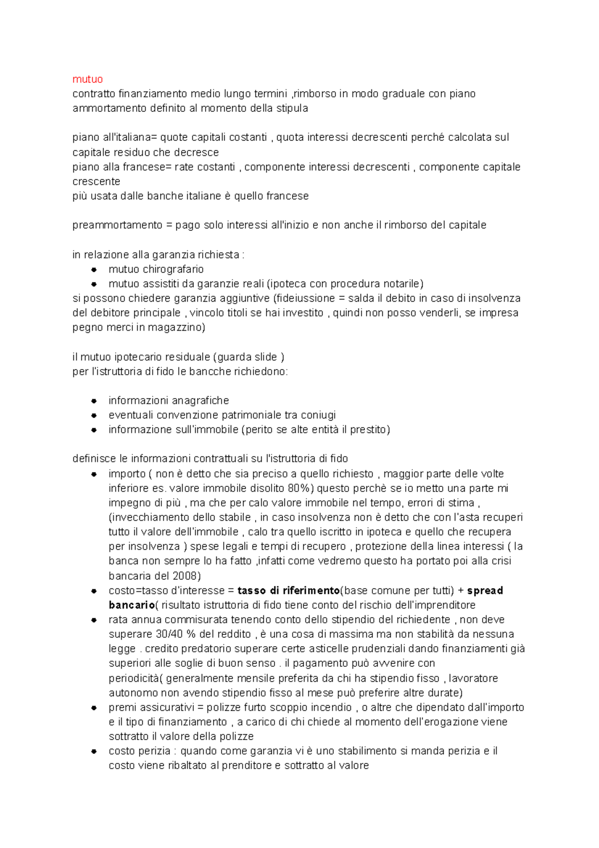 Mutuo - mutuo contratto finanziamento medio lungo termini ,rimborso in ...