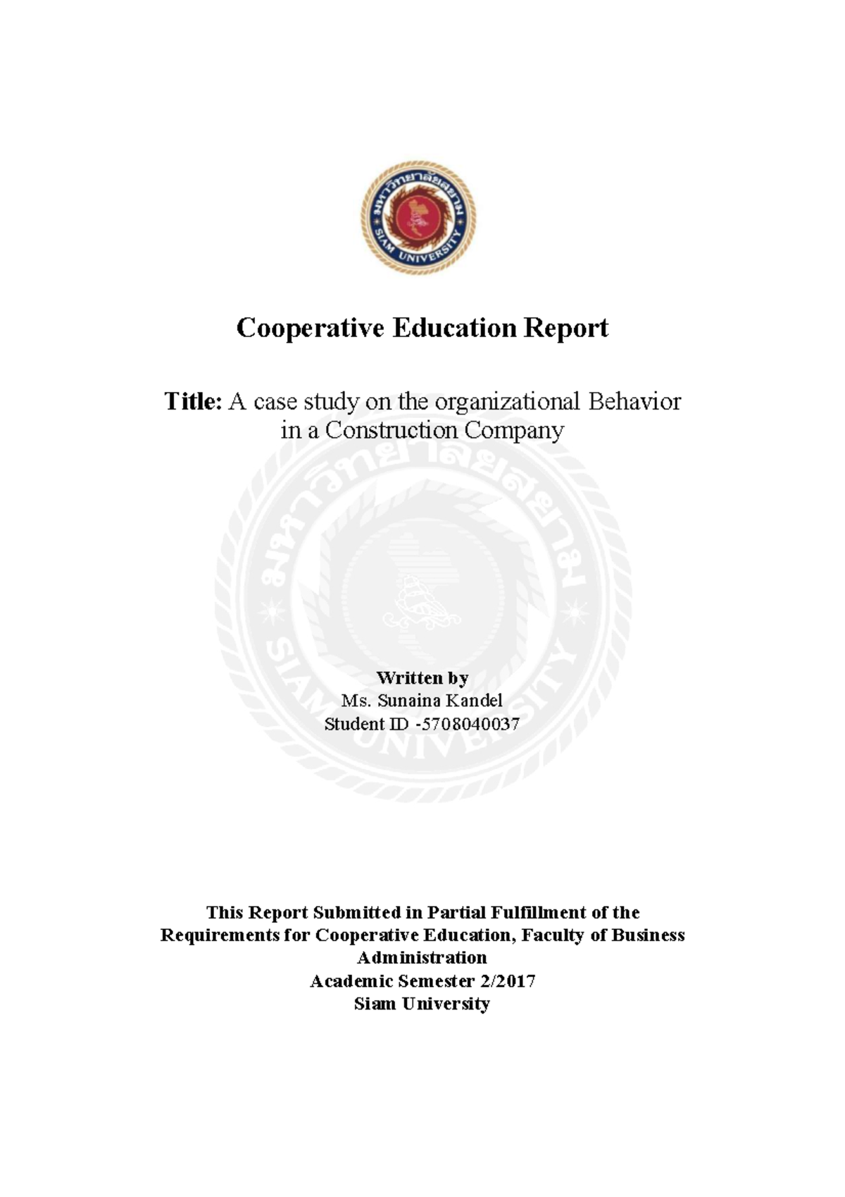 BBA 2017 COOP A case study on the organizational behavior in a Construction Company compressed ...