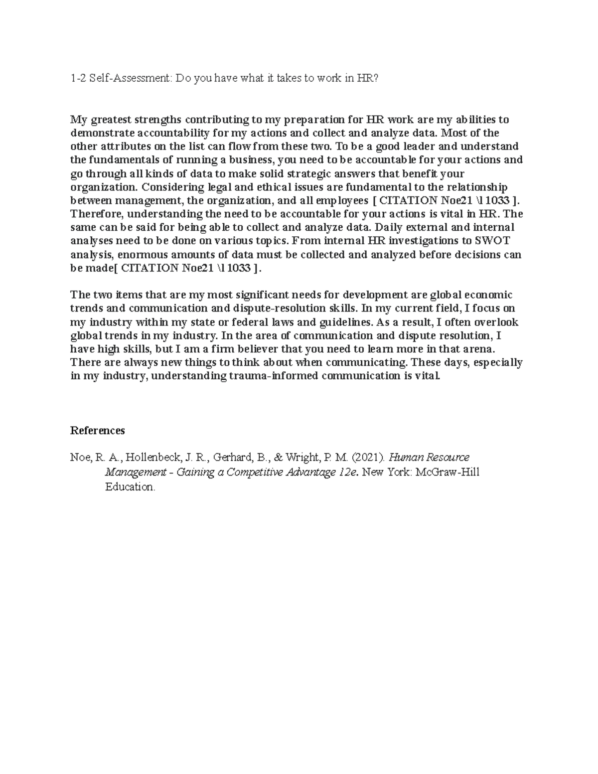 OL-600-X2208 Week 1 Journal Response - 1-2 Self-Assessment: Do you have ...