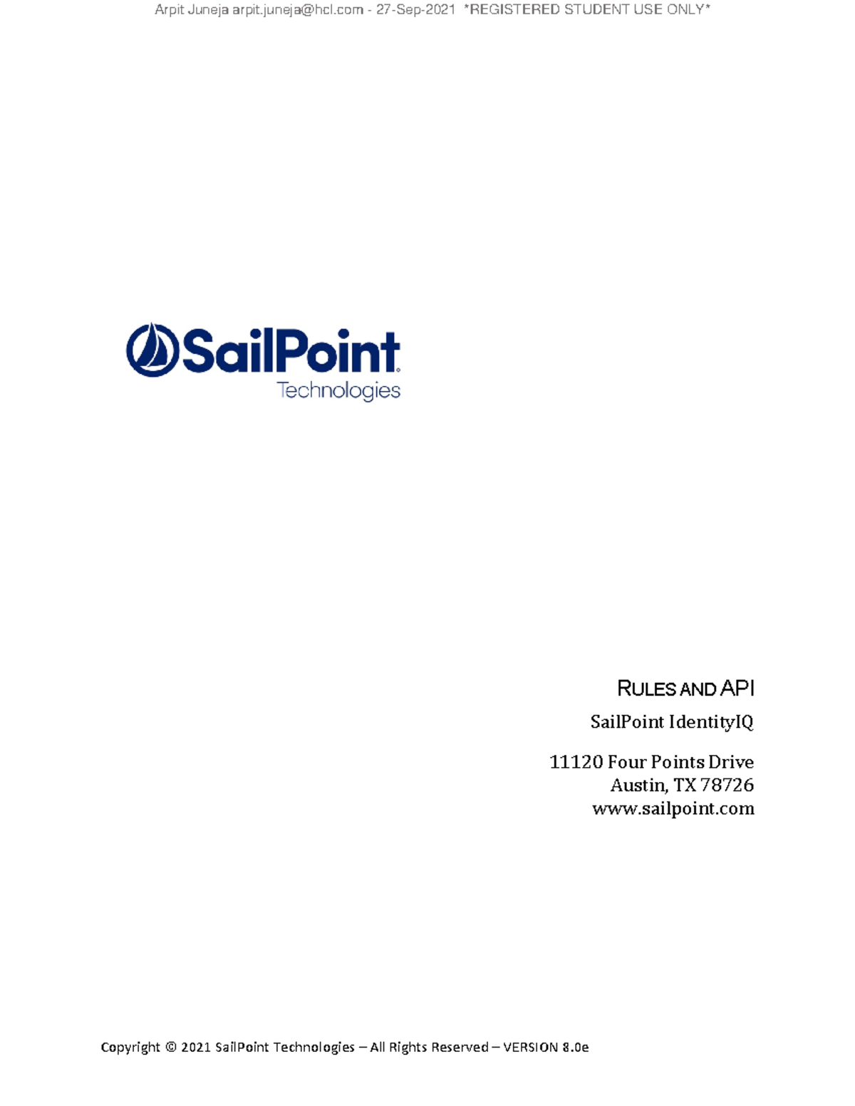 Rules and API exercises 80e - RULES AND API SailPoint IdentityIQ 11120 ...